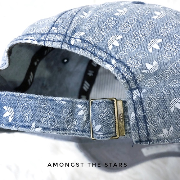 adidas | Accessories | Adidas Washed Denim Monogram Logo Strapback Hat ...